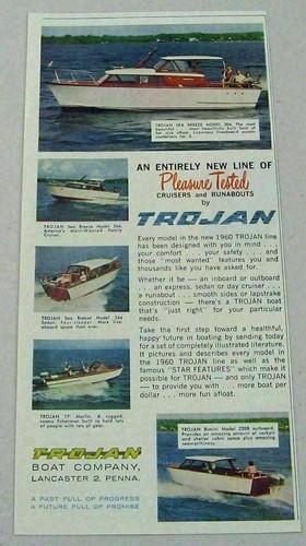 1960 Print Ad Trojan Boats 5 Models Shown Lancaster,PA | eBay