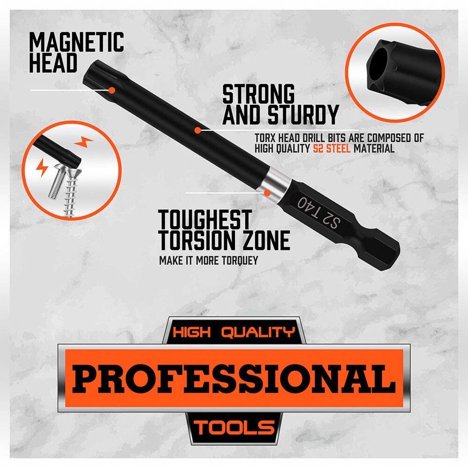 13Pc Magnetic Torx Screwdriver Bit Set Temper Proof Long Torque Sleeve ...