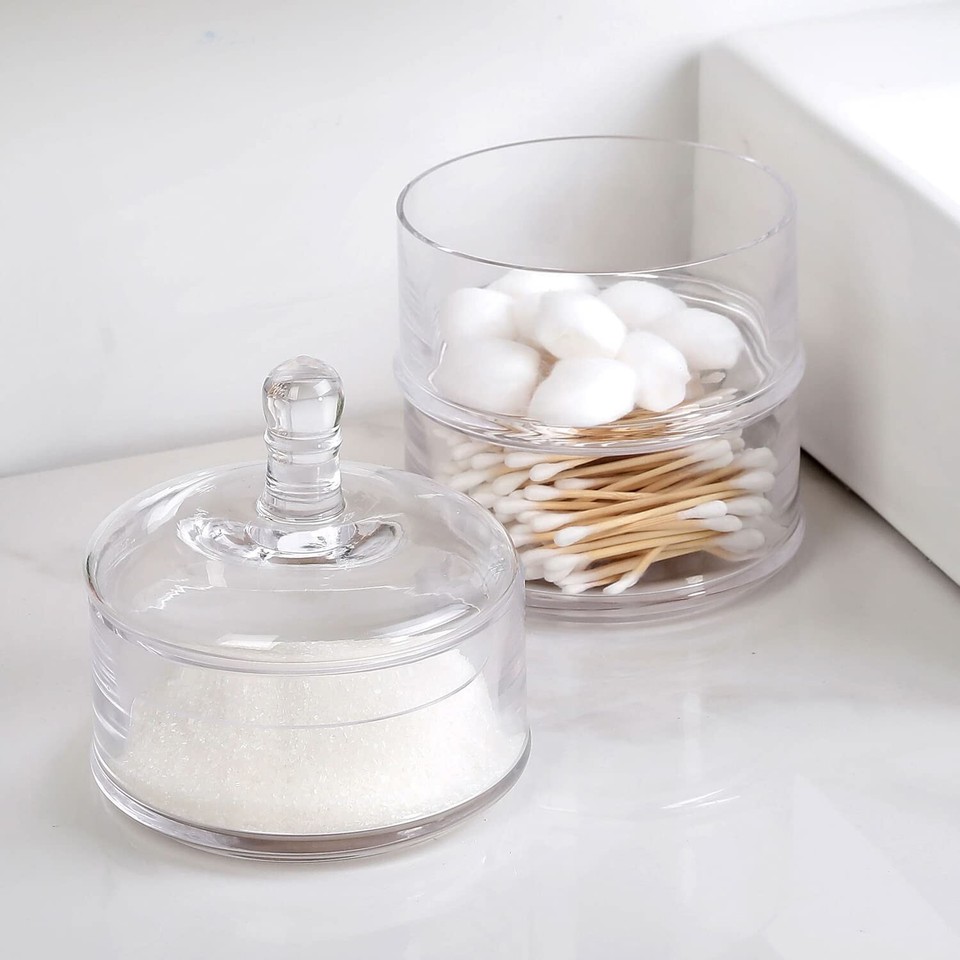 Round Clear Glass Apothecary Candy Cookie Jar w/ Lid, 3-Tier Stacking ...