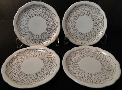Buffalo Restaurant Ware Salad Plates 8 1/4" Brown Squiggly Lines Set 4 ...