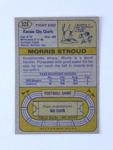 Morris Stroud 1974 Topps Signed Autographed Kansas City Chiefs Card | eBay