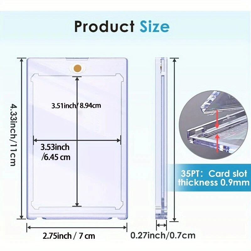 50 Pack Magnetic Card Holder 35PT U-V Protection Hard Trading Game Card ...