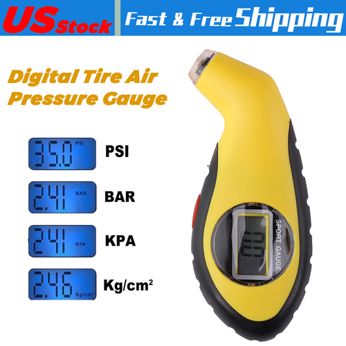 Yellow LCD Digital Tire Pressure Gauge Handy Air Gauge For Car Truck ...