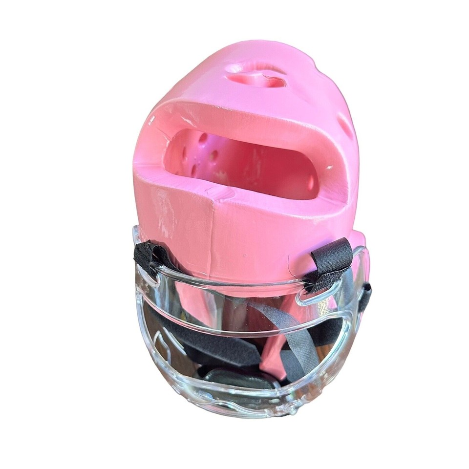 Martial Arts Taekwondo PINK Foam Large Karate Helmet Head Gear W/ Face ...
