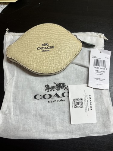 NWT Coach Lemon Shaped Coin Purse CAN30 Silver/Moonlight / Dust Cover ...