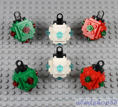 LEGO - Set of 6 Christmas Tree Baubles Ornament - Decoration Red Green ...