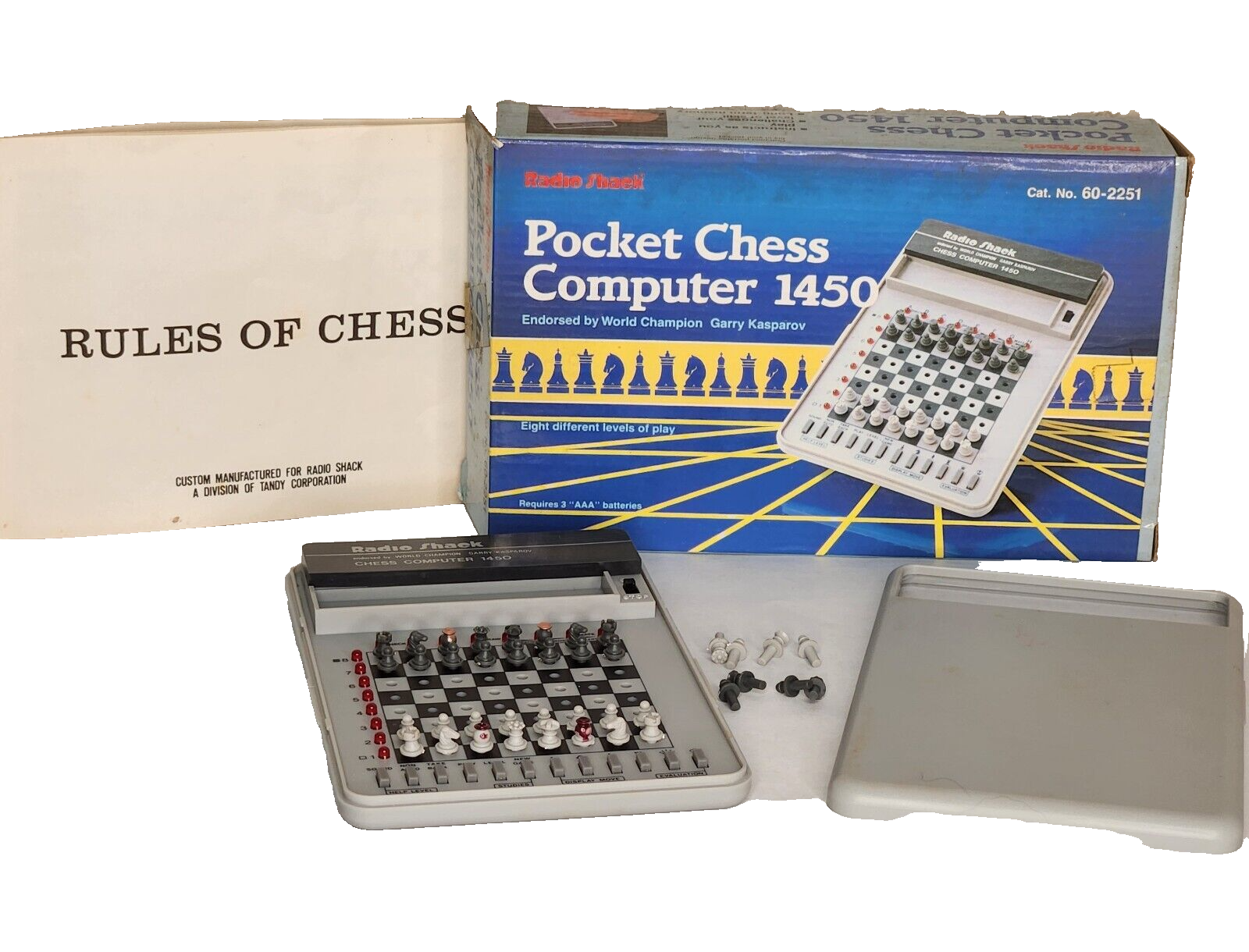 Radio Shack-Pocket Chess Computer 1450-Boxed-Complete-Battery Corroded ...