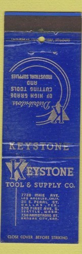 Matchbook Cover - Keystone Tool and Supply Los Angeles CA Seattle ...