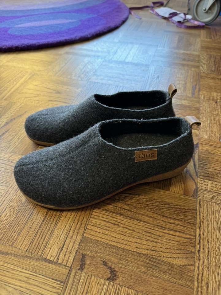 Taos Woollery Clog Slippers Size 44 Charcoal Double Face Wool Shoes Pre ...