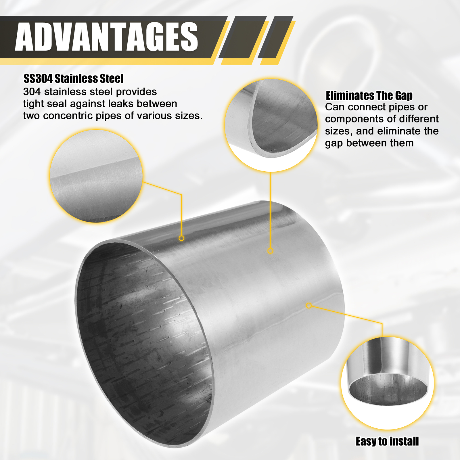 Universal Pack (1) Car Mandrel Exhaust Bend Concentric Reducer 3" OD to ...