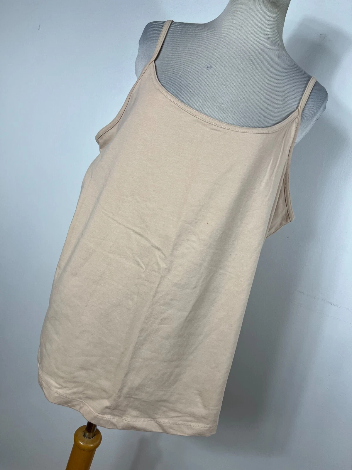 Roaman's 1X Tank Top Shirt Pale Tan Beige Spaghetti Strap Shelf Bra ...