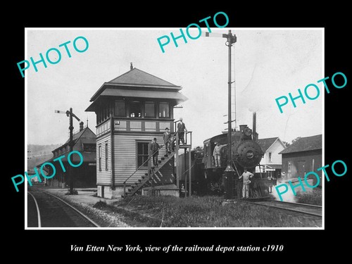 OLD POSTCARD SIZE PHOTO OF VAN ETTEN NEW YORK THE RAILROAD DEPOT STATION c1910 | eBay