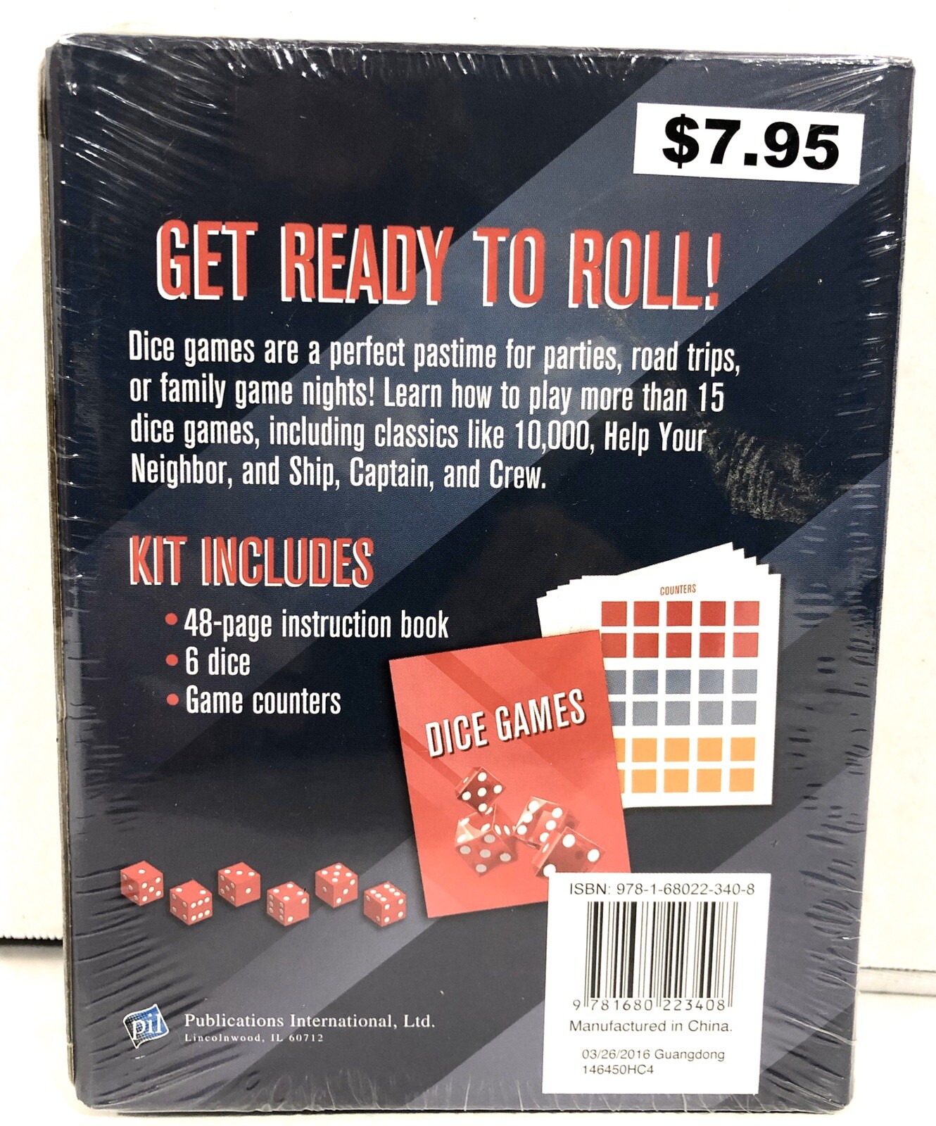 Dice Games Kit - IInstruction Book, Six Dice & Game Counters - New ...