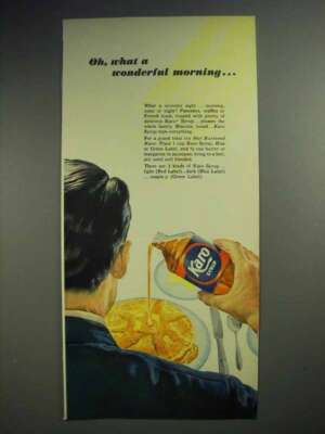 1952 Karo Syrup Ad - Oh, What a Wonderful Morning | eBay