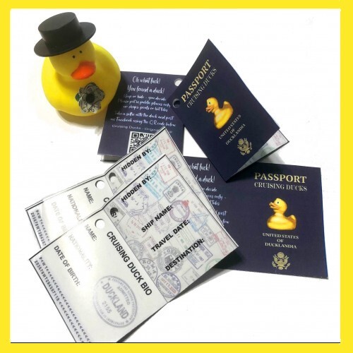 16 CRUISE DUCK STAMPED PASSPORTS TAGS LABELS w RUBBER BANDS & SCAN 2 x ...