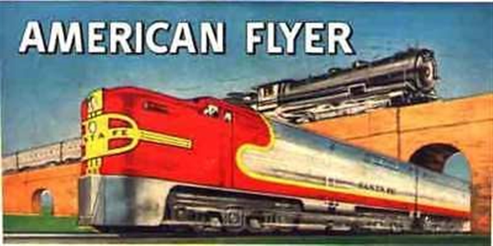 AMERICAN FLYER TRAINS SANTA FE STEAM ENGINE WHISTLING BILLBOARD FACE ...