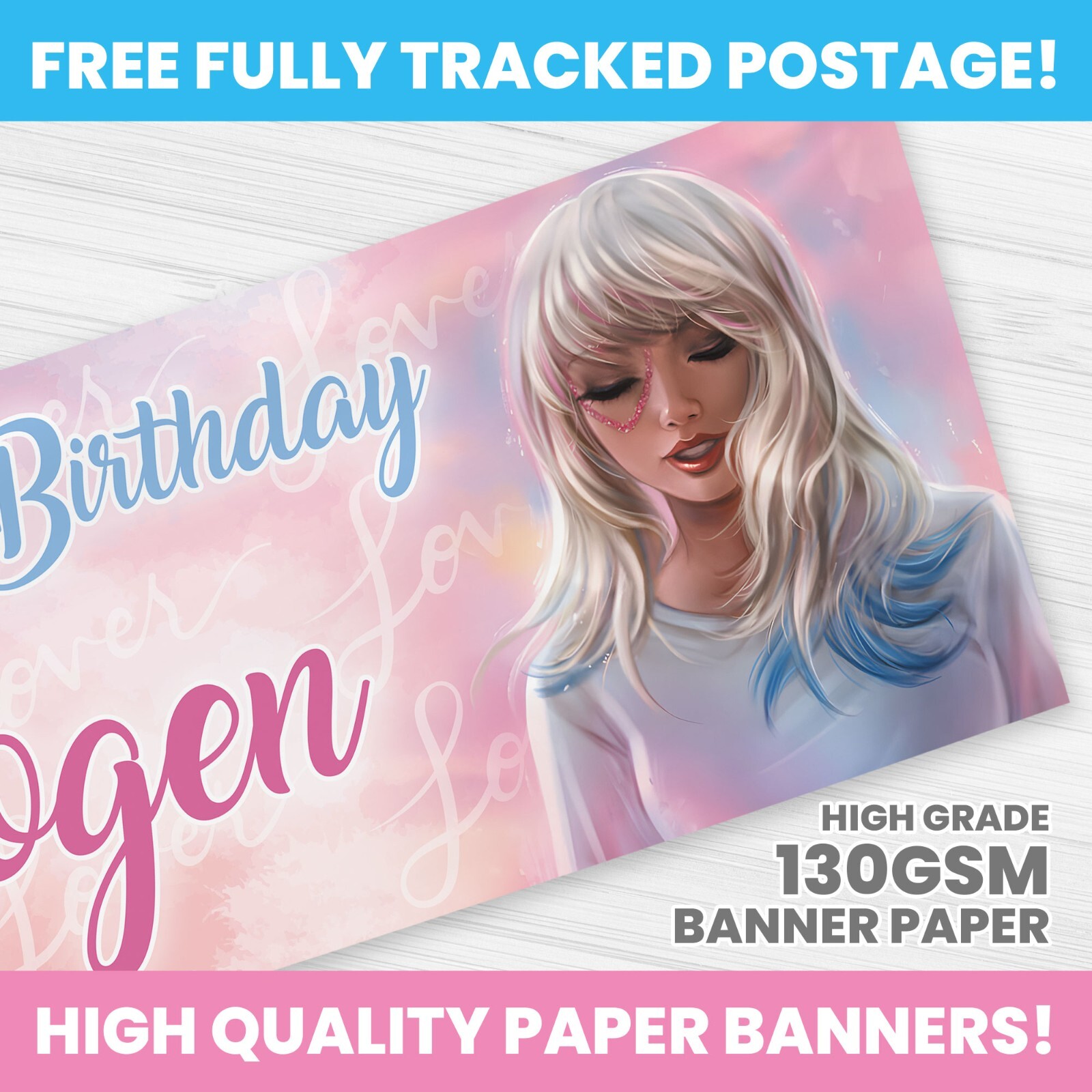 PERSONALISED SWIFTY BIRTHDAY BANNER ANY NAME TAYLOR SWIFT PARTY BANNERS ...