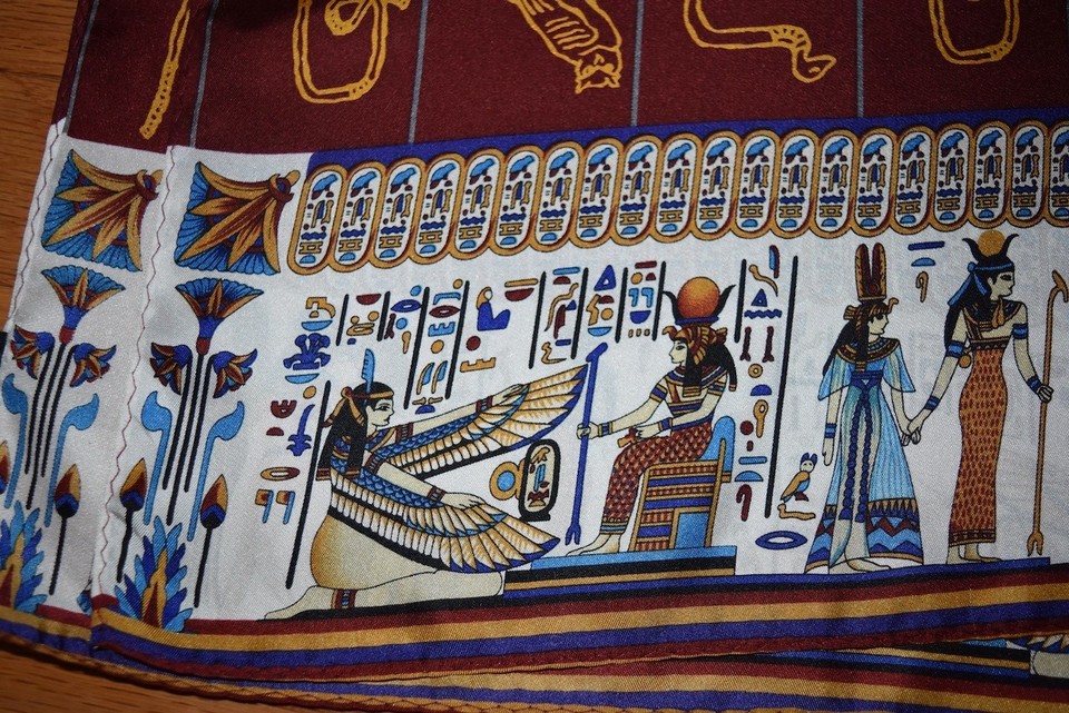 Museum of Fine Arts Oblong Silk Scarf Egypt Egyptian Hieroglyphics King ...