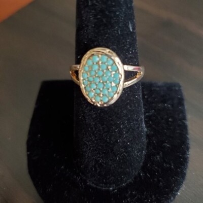 AVON Summer Pave` Statement Ring Turquoise-Colored Glass Stones Size 8 ...