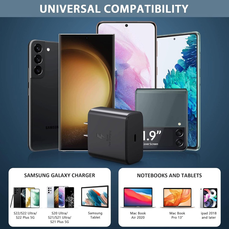 35W PD Power Adapter Duo Wall Charger+Cables For Samsung S21-S23 S24 ...