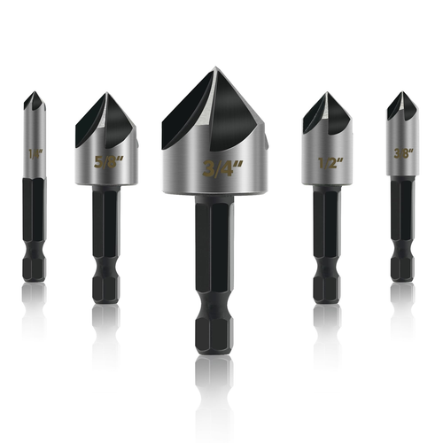 5PCS Countersink Drill Bit Set High Speed Steel Countersink Bits 82 ...