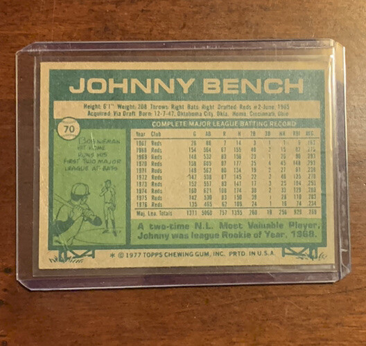 1977 Topps Johnny Bench #70 HOF | eBay