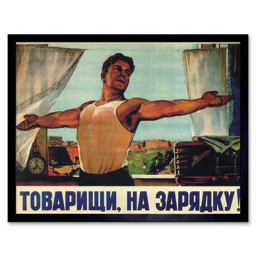 Propaganda Political Communism Health Fitness Comrade Ussr 12X16 Framed ...