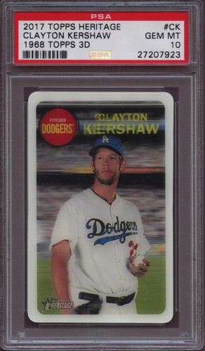 2017 Topps Heritage 1968 Topps 3D CK Clayton Kershaw PSA 10 Gem Mint ...