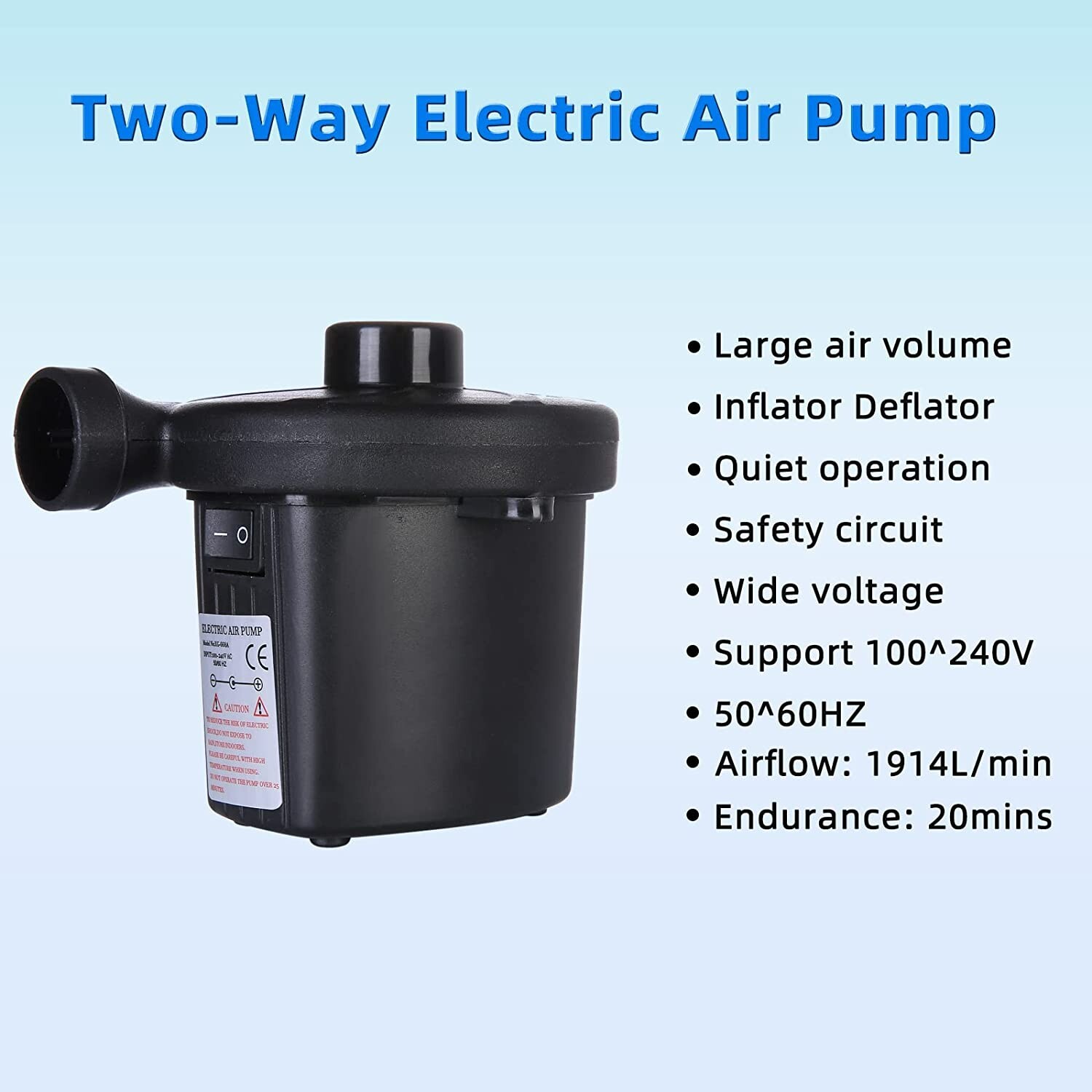 Electric Air Pump Inflator Deflate Inflatables Bed Pool Air Mattress ...