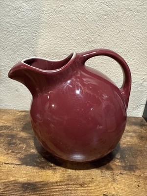 Vtg Hall Ball Pitcher Ice Lip Maroon Burgundy 633 Tilted Timeless ...