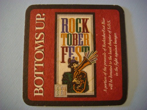 BEER Bar COASTER ~ ROCK BOTTOM Rocktoberfest Bier ~ Fight Hunger ~ Win ...