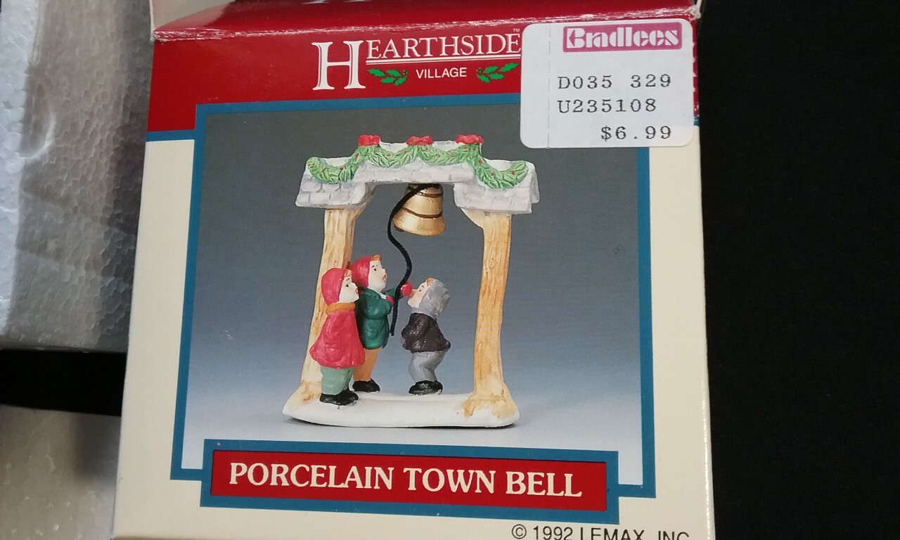 Vtg 1992 Lemax Hearthside Christmas Village Porcelain Town Bell Figure ...