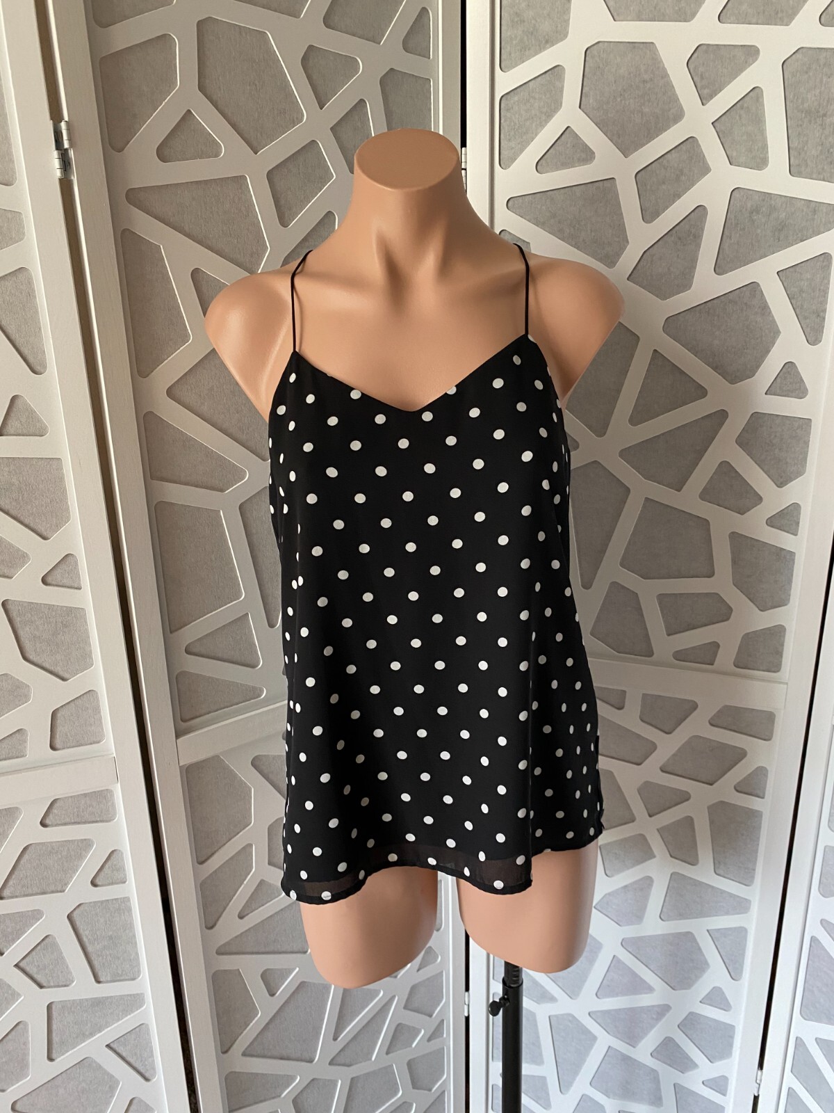 Express Barcelona BlackWhite Polka Dot Spaghetti Strap Cami S | eBay