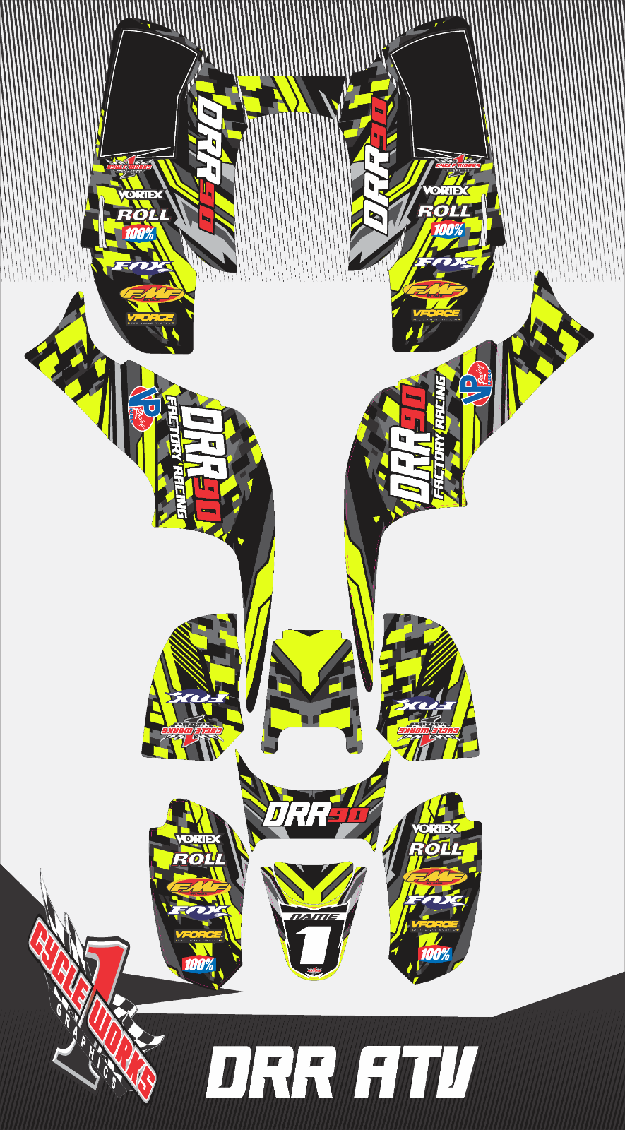 DRR DRX 50 70 90 05-12 ATV SEMI CUSTOM GRAPHICS KIT SCATTERED | eBay
