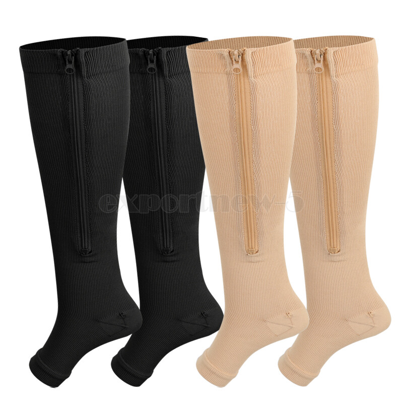Knee High Compression Socks Toeless Leg Pressure Sleeves Ankle Foot ...