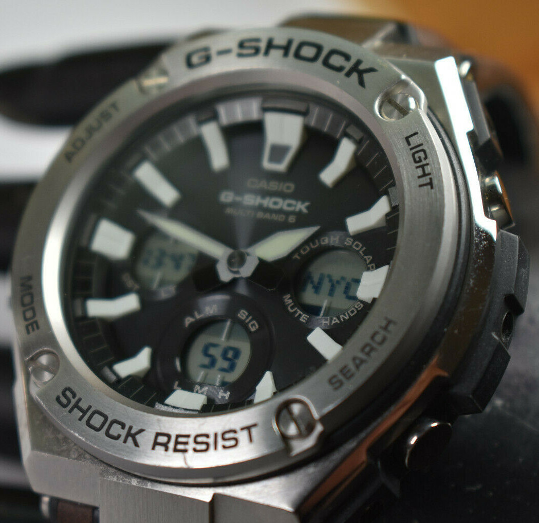 Casio GSTW130L-1A (5515) G-SHOCK Multiband Solar Brown Leather Men's ...