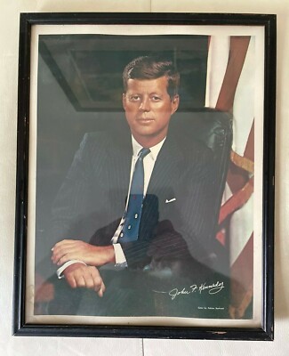 JOHN F KENNEDY JFK FABIAN BACHRACH PHOTO METAL FRAME WITH GLASS 14.75 ...