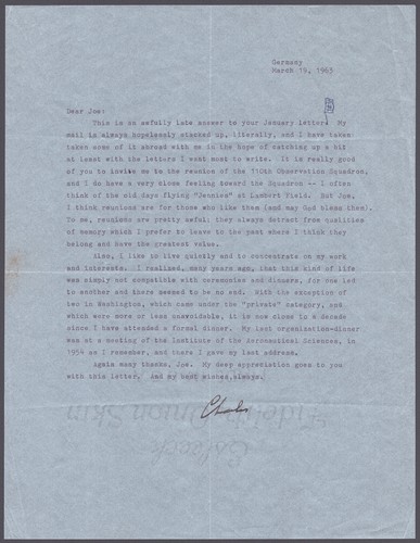 CHARLES A. LINDBERGH - TYPED LETTER SIGNED 03/19/1963 | eBay