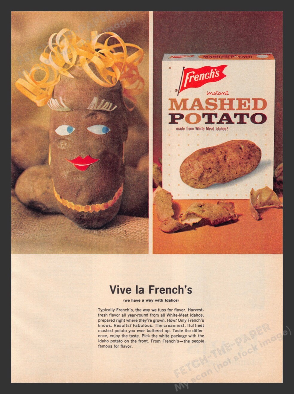 French's Instant Mashed Potato "Vive La French" 1960s Print ...