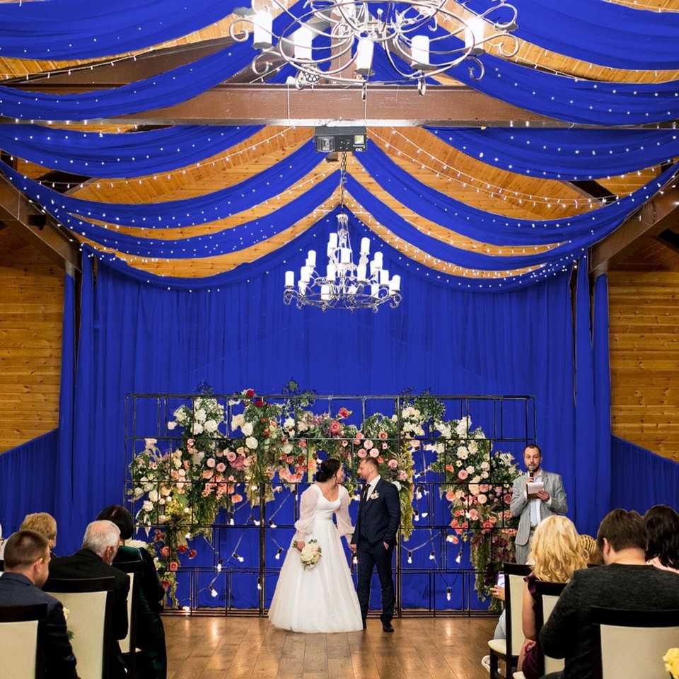4 Panels Royal Blue Ceiling Drapes Wedding Decorations Sheer Chiffon ...