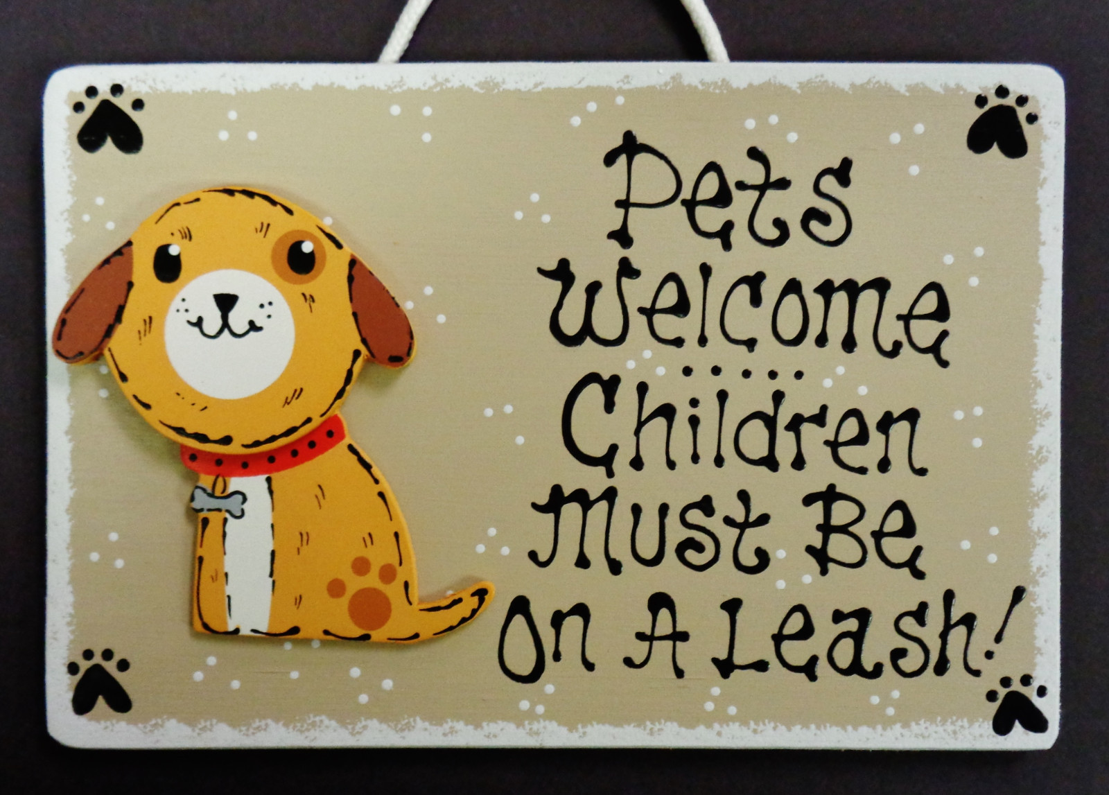 DOG Pets Welcome Children Must Be On Leash SIGN Kennel Groomer Pet Wall ...