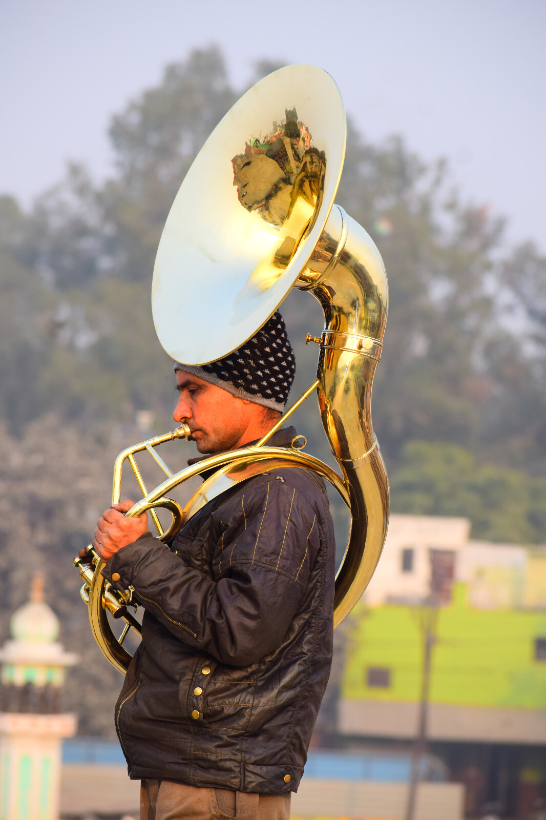 Bb Flat Brass Sousaphone Tuba With Gig Bag+Mouthpiece Bb Big Bell 22 ...