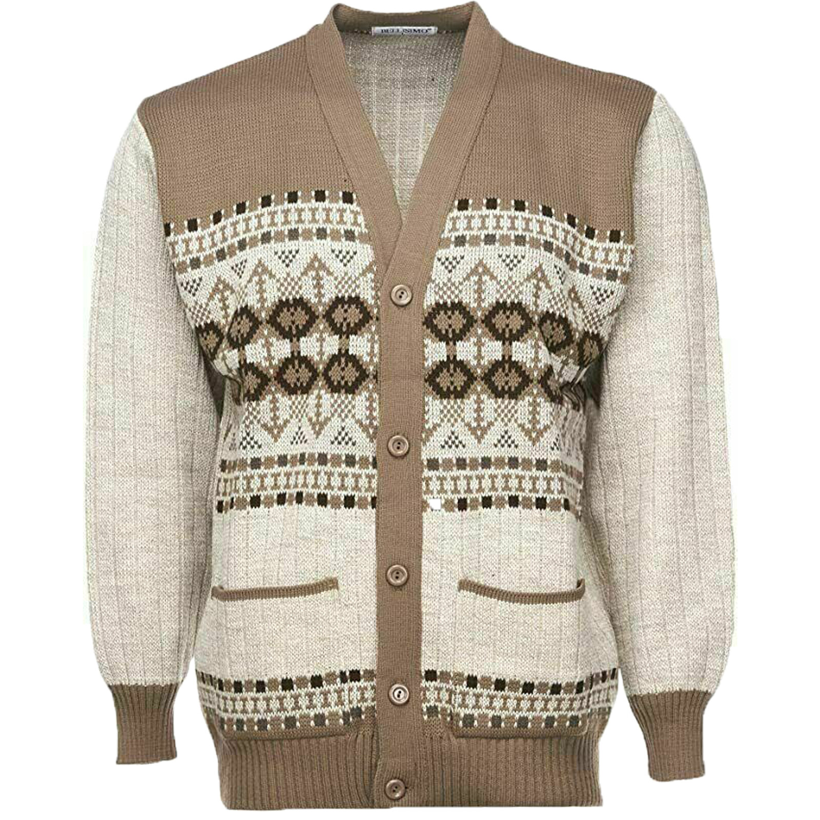 MENS CLASSIC CARDIGAN AZTEC PATTERN ZIP THICK WARM KNITTED JUMPER ...