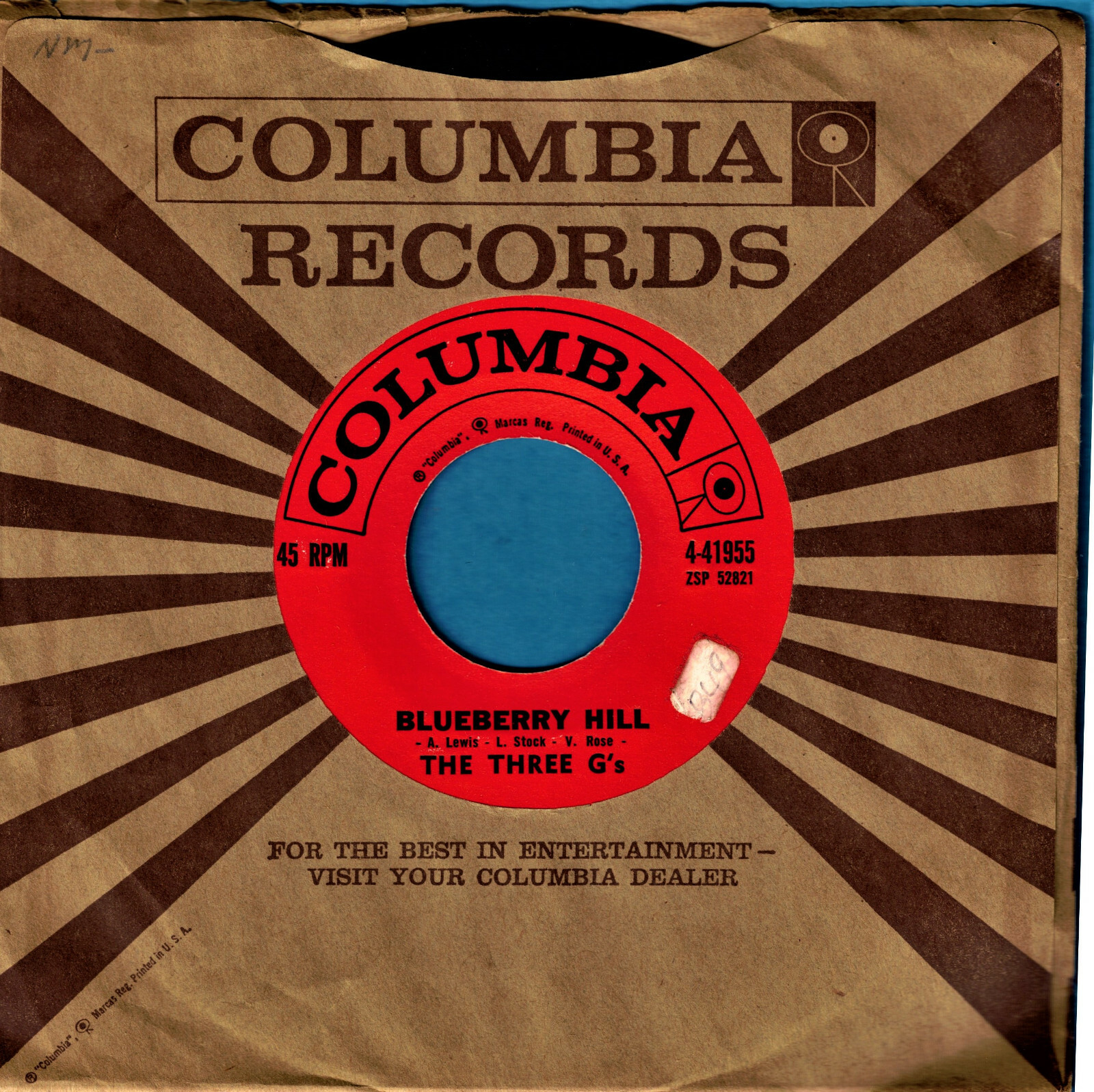 THREE Gs BLUEBERRY HILL ROCKABILLY TEEN OLDIES BOPPER 45 RPM MUSIC ...