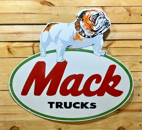 RARE MACK TRUCK SINGLE SIDE PORCELAIN ENAMEL SIGN 48 INCHES DIE CUT ...