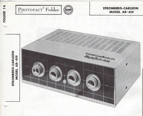 1957 STROMBERG-CARLSON AR419 Amplifier Photofact MANUAL Vintage Tube ...