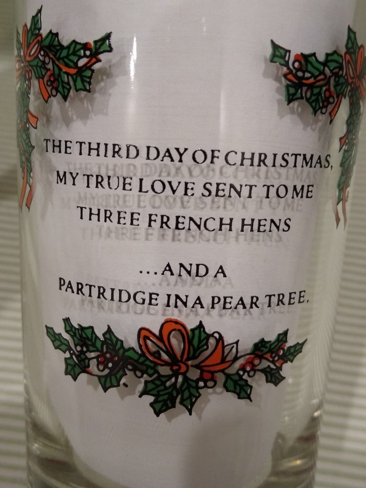 12 Days of Christmas Drinking Glass 12-Ounce Beverage Indiana Glass 3rd ...