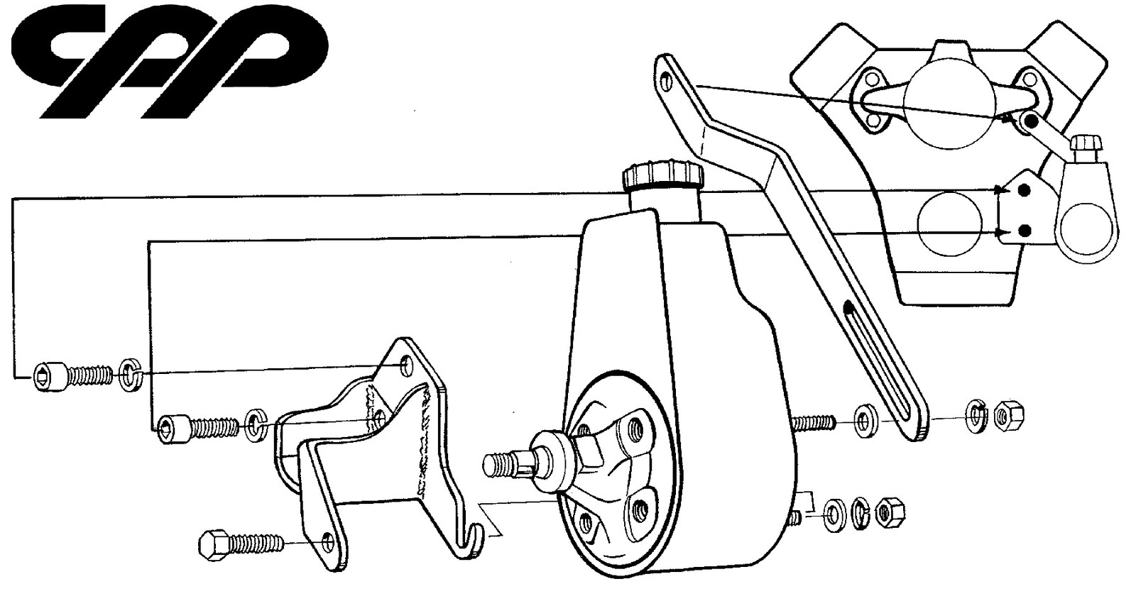 55 56 57 Chevy Belair Front Motor Mount Power Steering Pump Kit 150 210 ...