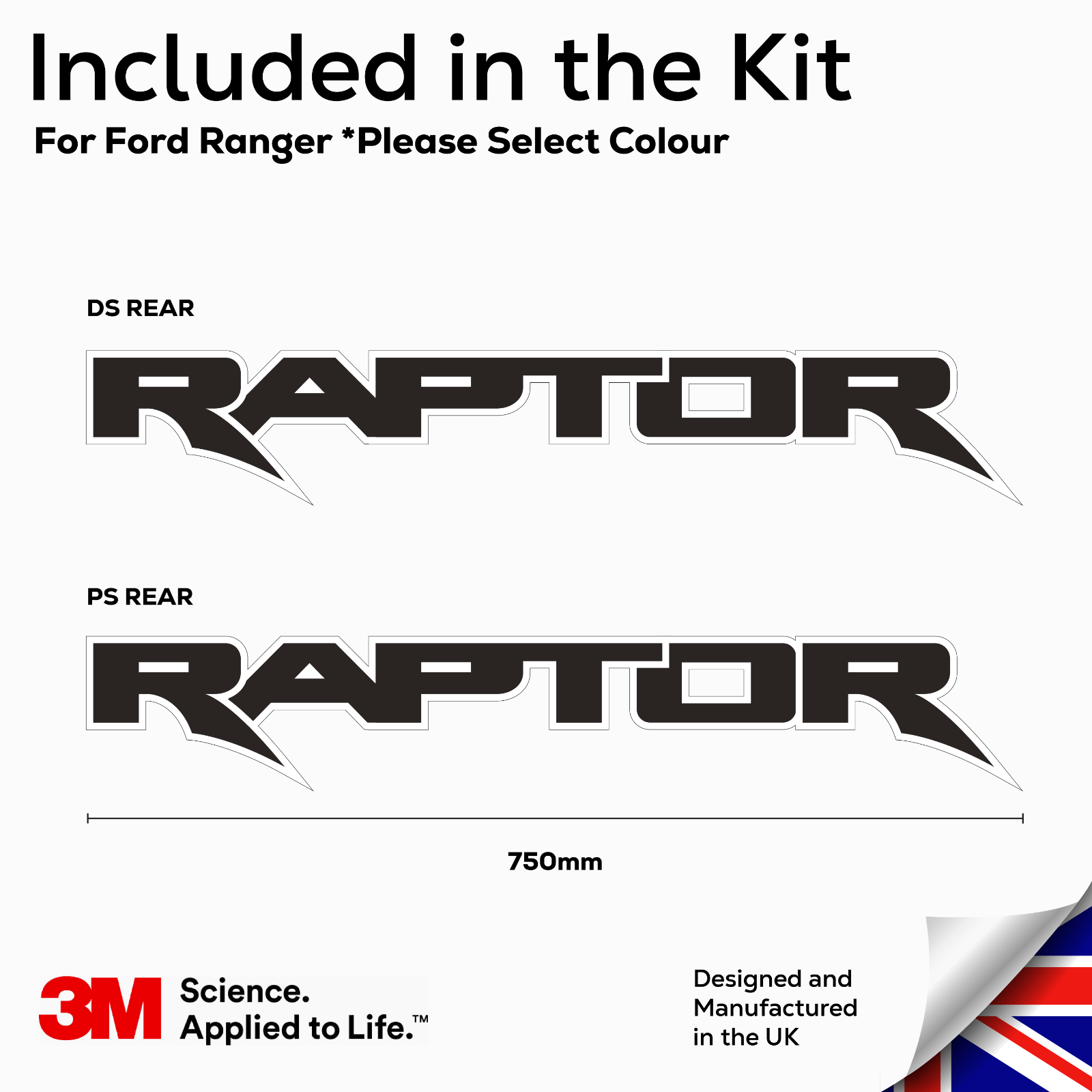 3M Ford Ranger Raptor Decal Sticker Kit x2 3m 75cm (2019-Present ...