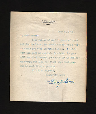Harry Elmer Barnes SIGNED letter by revisionist historian to Barney ...